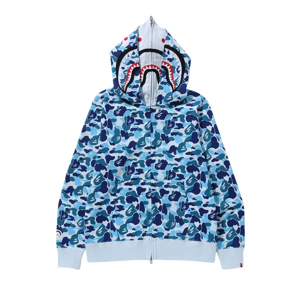 A BATHING APE Abc Camo Double Shark Full Zip Hoodie - Blue