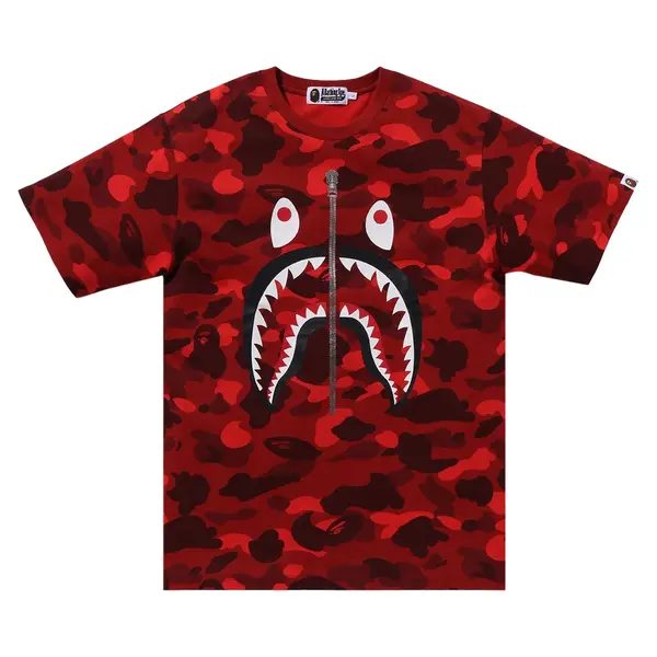 A BATHING APE Color Camo Shark Tee - Red