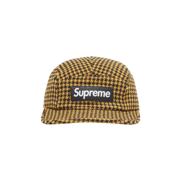 Supreme Houndstooth Wool Camp Cap - Yellow