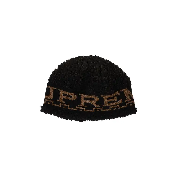 Supreme Sherpa Logo Beanie - Black | Editorialist