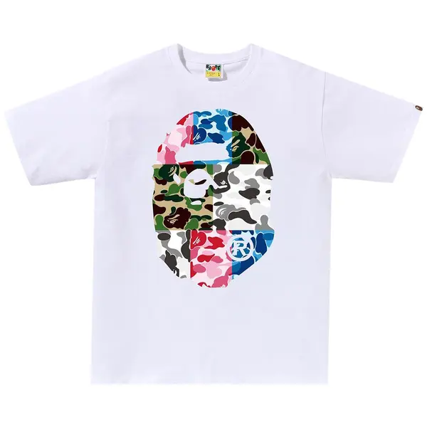 A BATHING APE Abc Camo Crazy Big Ape Head Tee - White
