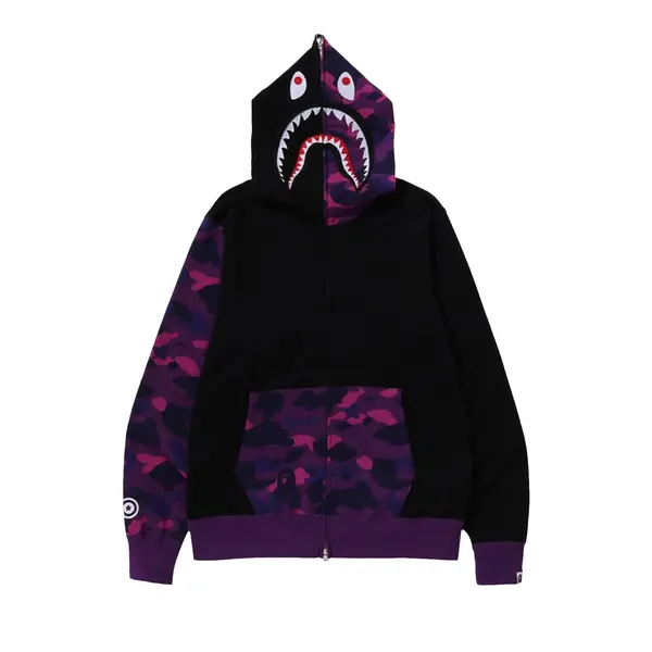 A BATHING APE Color Camo Shark Full Zip Hoodie - Purple