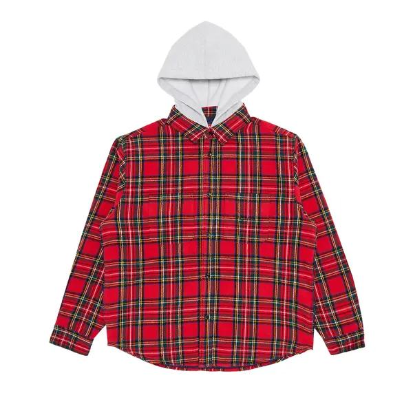 Supreme Tartan Flannel Hooded Shirt - Red