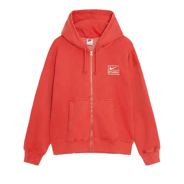 StÜssy X Nike Pigment Dyed Fleece Zip Hoodie - Red