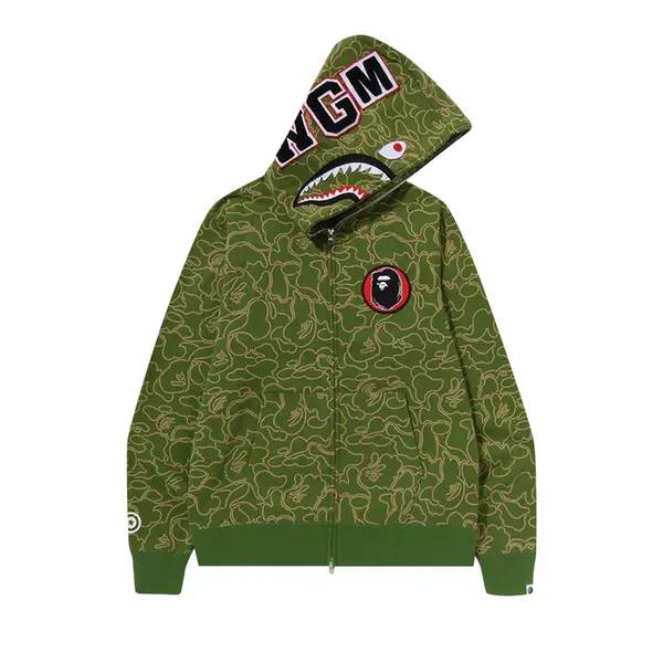 A BATHING APE 30th Anniversary Camo Shark Full Zip Hoodie - Green