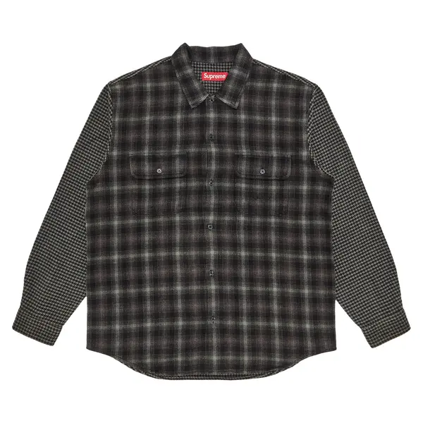 Supreme Houndstooth Plaid Flannel Shirt - Black