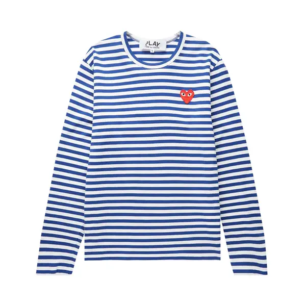 Play Comme Des Garcon Striped Long-sleeve T-shirt - Blue