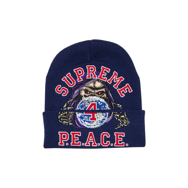 Supreme Peace Embroidered Beanie - Blue