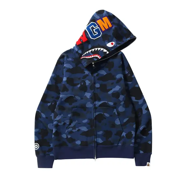 A BATHING APE Color Camo Shark Full Zip Hoodie - Blue