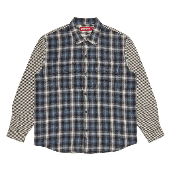 Supreme Houndstooth Plaid Flannel Shirt - Blue | Editorialist