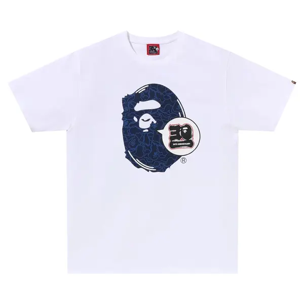 A BATHING APE 30th Anniversary Ape Head Tee /navy