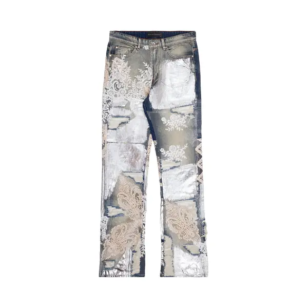 WHO DECIDES WAR Metal Lace Denim 'sky - Blue