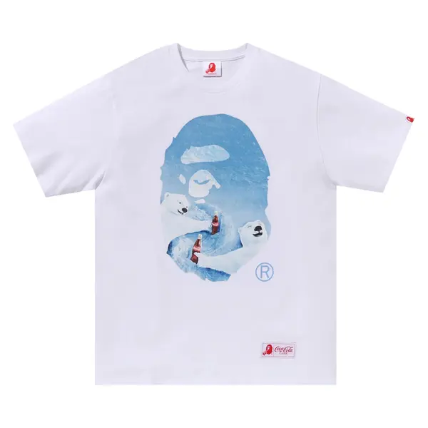 A BATHING APE X Coca-cola Photo Ape Head Tee - White