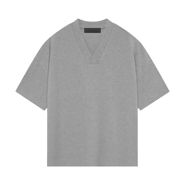 Fear Of God V Neck T-shirt 'dark Heather Oatmeal - Grey