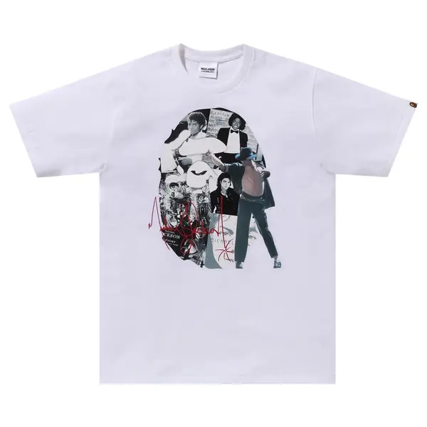 A BATHING APE X Michael Jackson Album Jacket Ape Head Tee - White