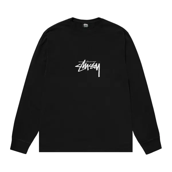 StÜssy Pigment Dyed Small Stock Long-sleeve Tee - Black