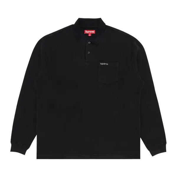 Supreme Thermal Long-sleeve Polo - Black