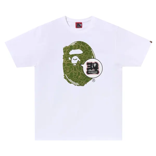 A BATHING APE 30th Anniversary Ape Head Tee /green - White