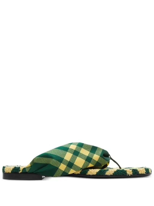 Burberry Check Thong Sandals - Green