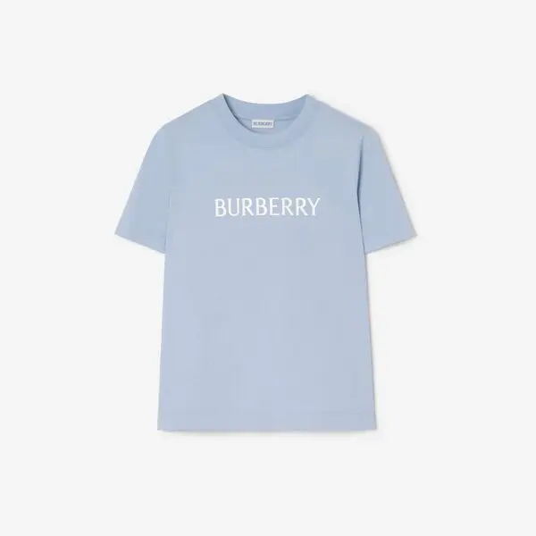 Burberry Logo Cotton T-shirt - Sunbleached Blue