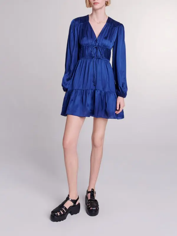 Maje Satin-look Short Dress - Navy