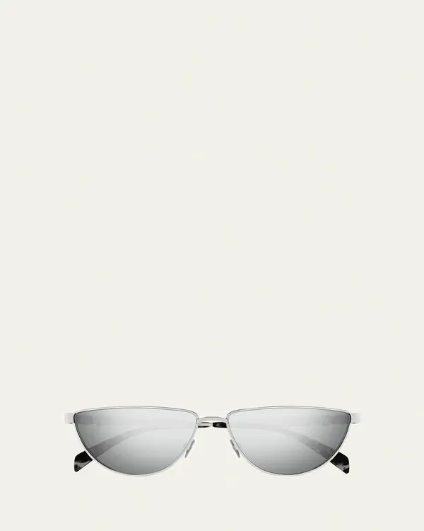 Alexander McQueen Mirrored Metal Cat-eye Sunglasses - Shiny Silver