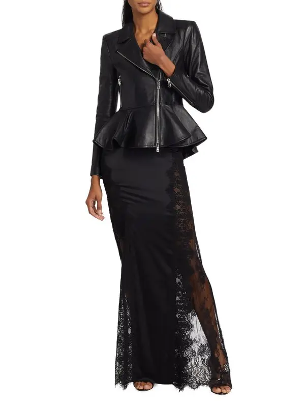 L'AGENCE Lyric Leather Peplum Biker Jacket