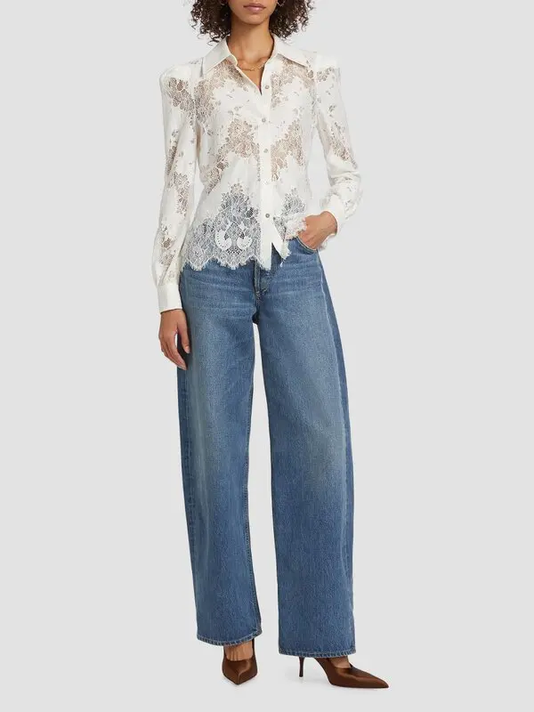 L'AGENCE Jenica Floral Lace Blouse - Ivory