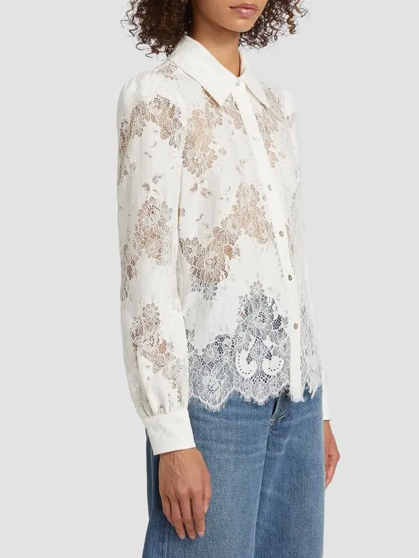 L'AGENCE Jenica Floral Lace Blouse - Ivory