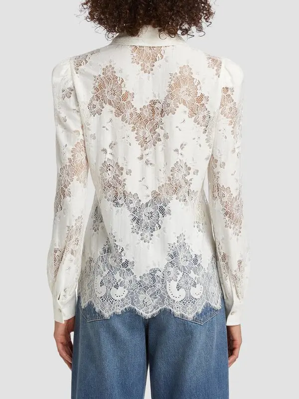 L'AGENCE Jenica Floral Lace Blouse - Ivory