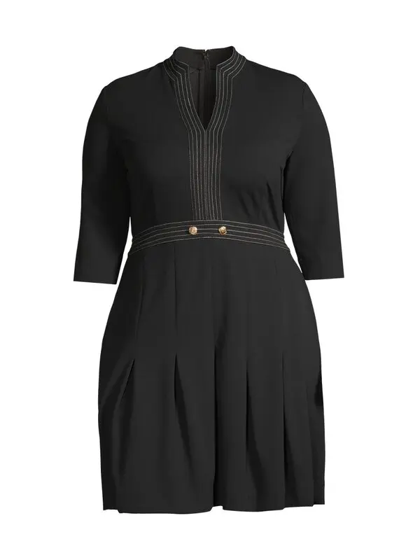 Ming Wang Pleated Knee-length Dress
