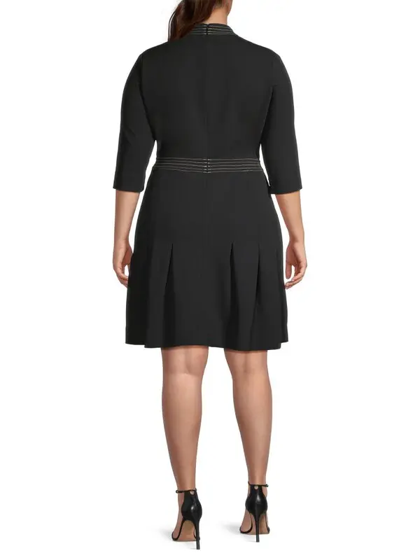 Ming Wang Pleated Knee-length Dress