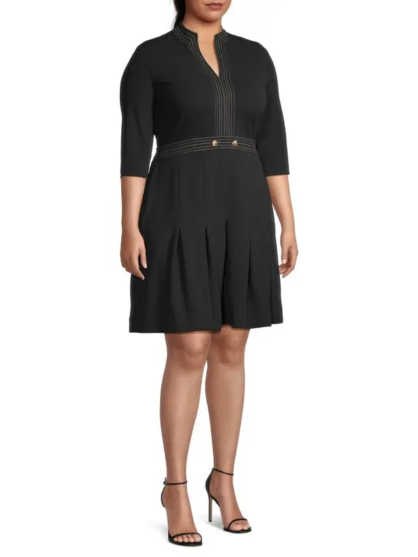 Ming Wang Pleated Knee-length Dress