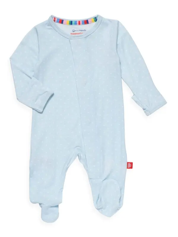 MAGNETIC ME Baby's Pin Dot Ruffle-trimmed Footie - Blue