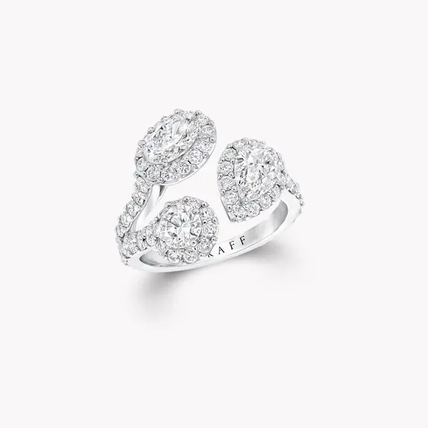 Graff Icon Diamond Three Stone Ring - White Gold