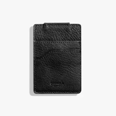 Shinola Wallet Leather Magnetic Money Clip Card Wallet - Black