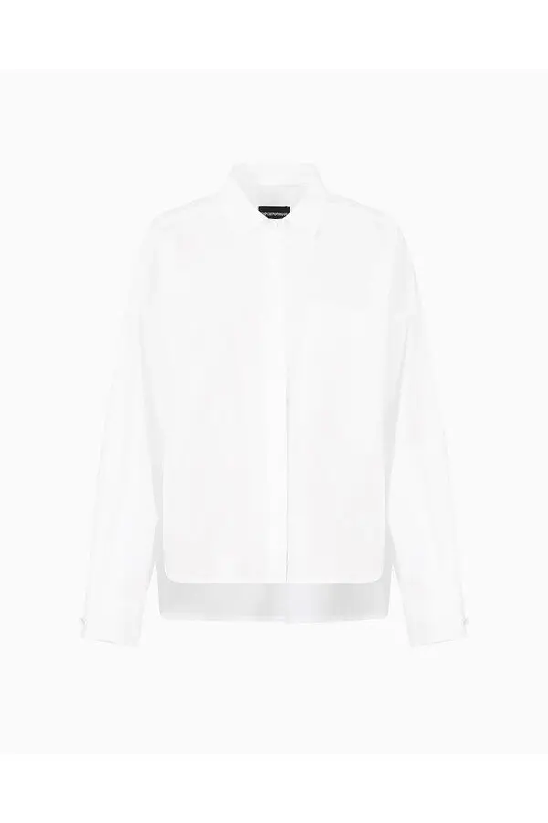 Emporio Armani Poplin Shirt With Asymmetric Hem - White