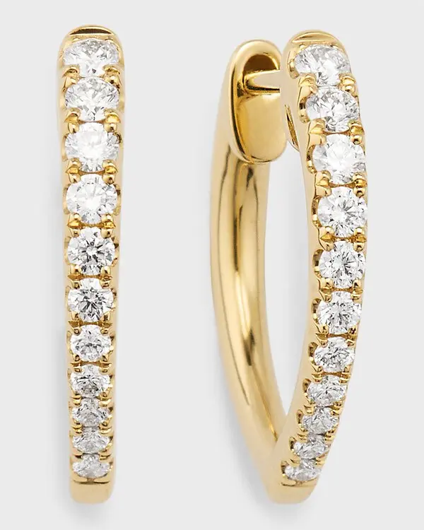Memoire 18k Yellow Gold And Diamond Hoop Earrings - Yellow Gold Diamond