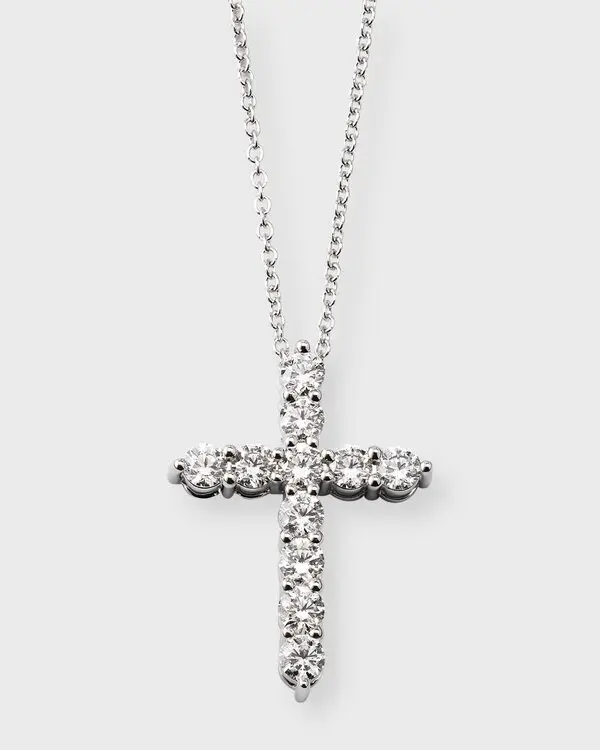 Neiman Marcus Lab Grown Diamond 18k Cross Pendant Necklace - White Gold