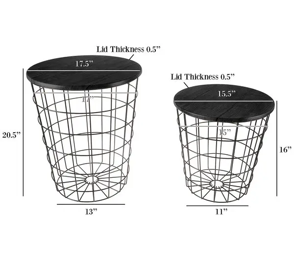 LAVISH HOME 2 Nesting Storage Side Tables Vinta Ge Look