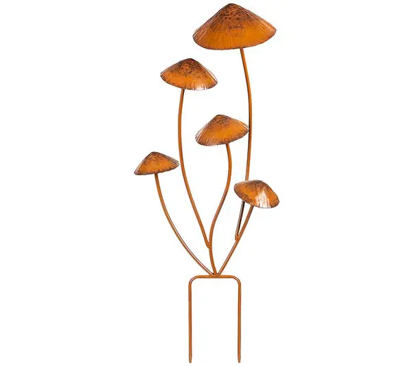 EVERGREEN Multi-mushroom 28'h Metal Garden Stak E - One-color
