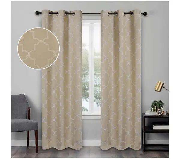 SUPERIOR Imperial Trellis Blackout Curtain S/2 Anels, 42x96 - One-color