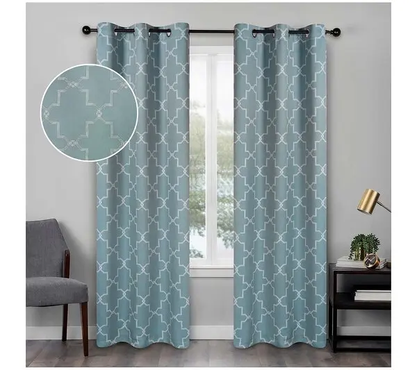 SUPERIOR Imperial Trellis Blackout Curtain S/2 Anels, 42x108 - One-color