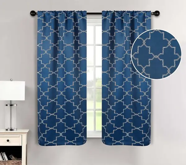 SUPERIOR Imperial Trellis Blackout Curtain S/2 Anels, 26x63 - One-color