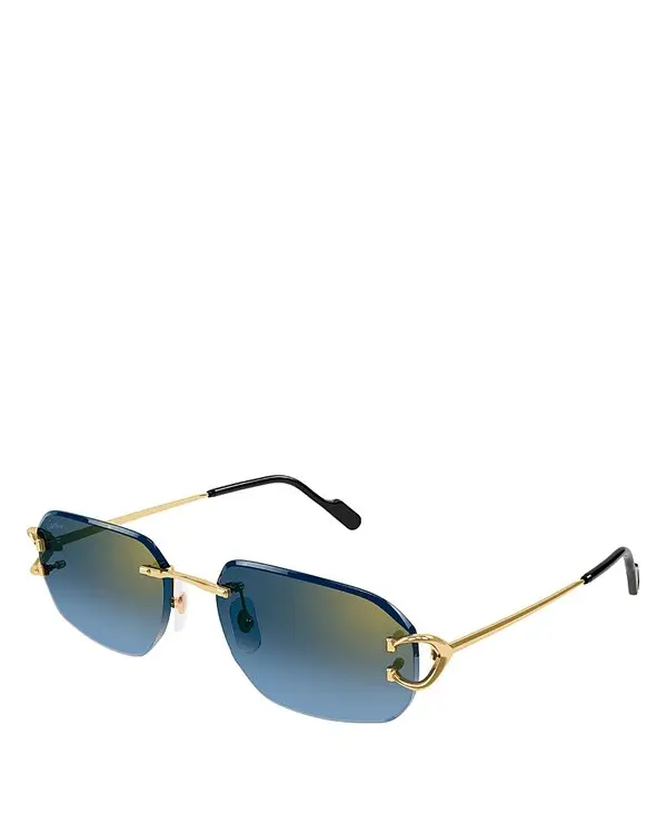 Cartier Decor 24 Carat Gold Plated Rimless Rectangular Sunglasses - Gold/blue Gradient