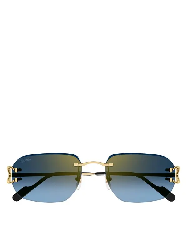 Cartier Decor 24 Carat Gold Plated Rimless Rectangular Sunglasses