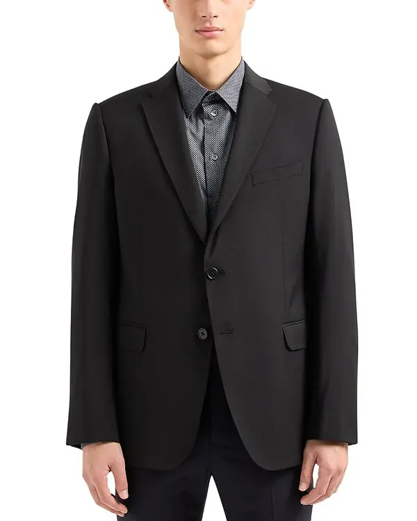 Emporio Armani Slim Fit Tropical Wool Jacket - Solid Black