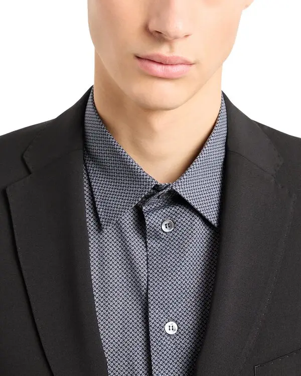 Emporio Armani Slim Fit Tropical Wool Jacket - Solid Black