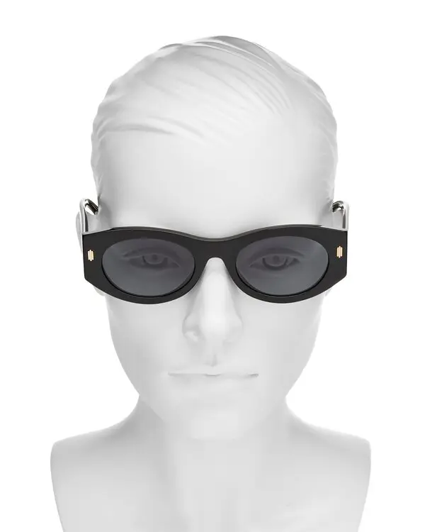 Fendi Roma Oval Sunglasses - Black/gray Solid