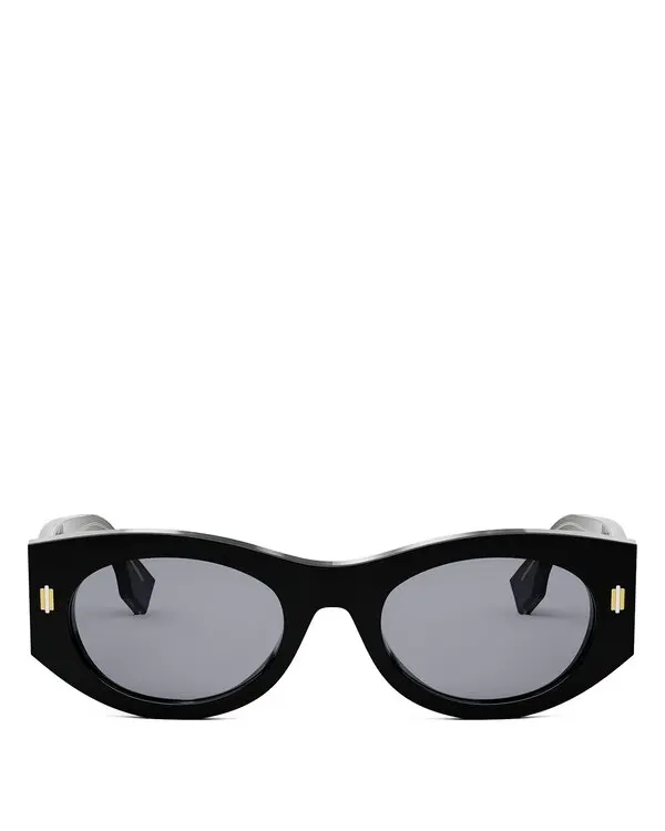 Fendi Roma Oval Sunglasses - Black/gray Solid